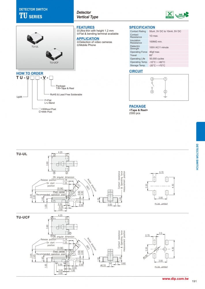Diptronics TU-UCF-V-T/R technical document page