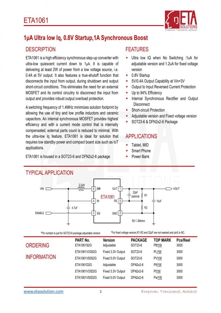 ETA1061 datasheet page 1