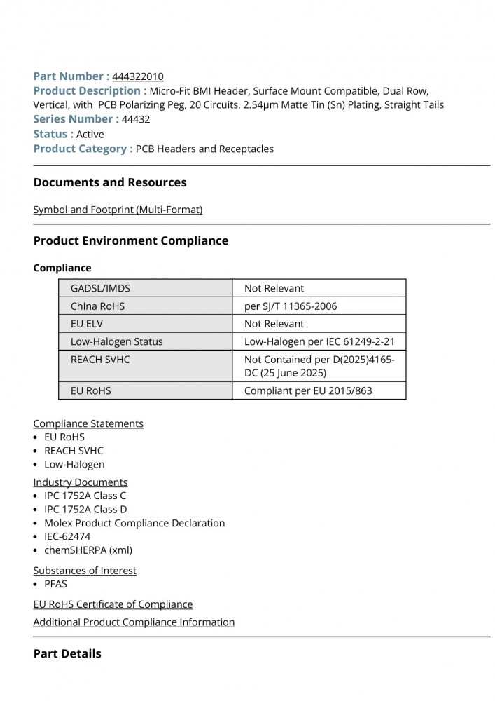 444322010 product document image, page 1