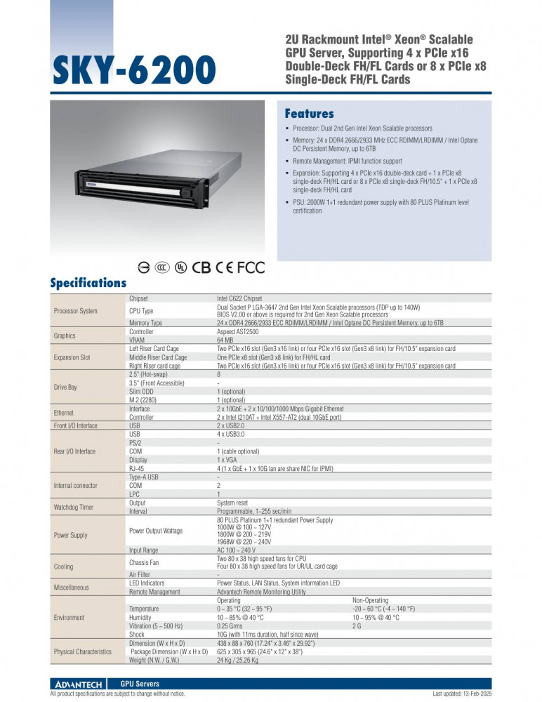 SKY-6200 product documentation page 1