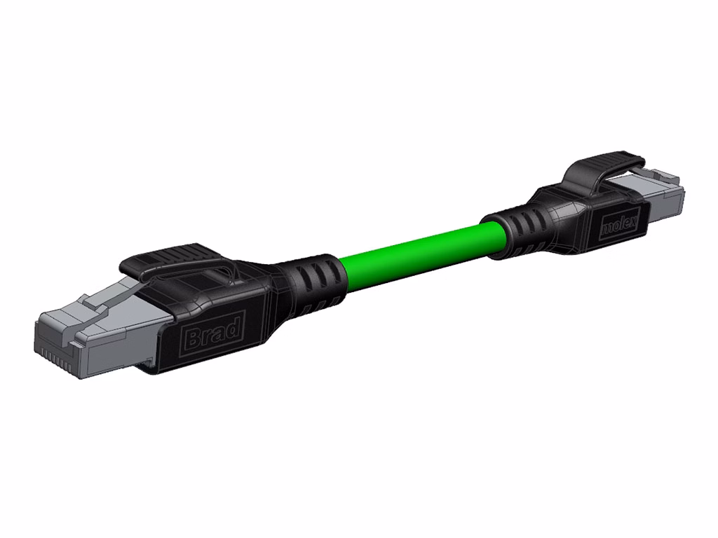 Micro-Change (M12) Double-Ended Cordset, 8-Pole X-Coded Male (Straight) to 4-Pole D-Coded Male (Straight), 24 AWG, Teal TPE Cable, 50.0m (164.04') Length