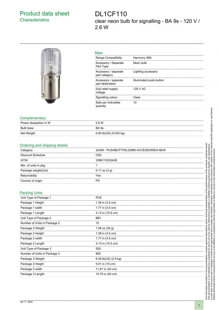DL1CF110 technical document page 1