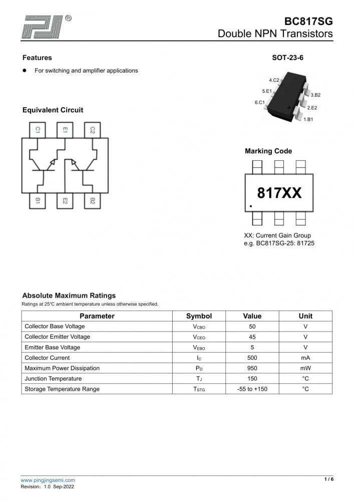 BC817SG-40 datasheet page 1