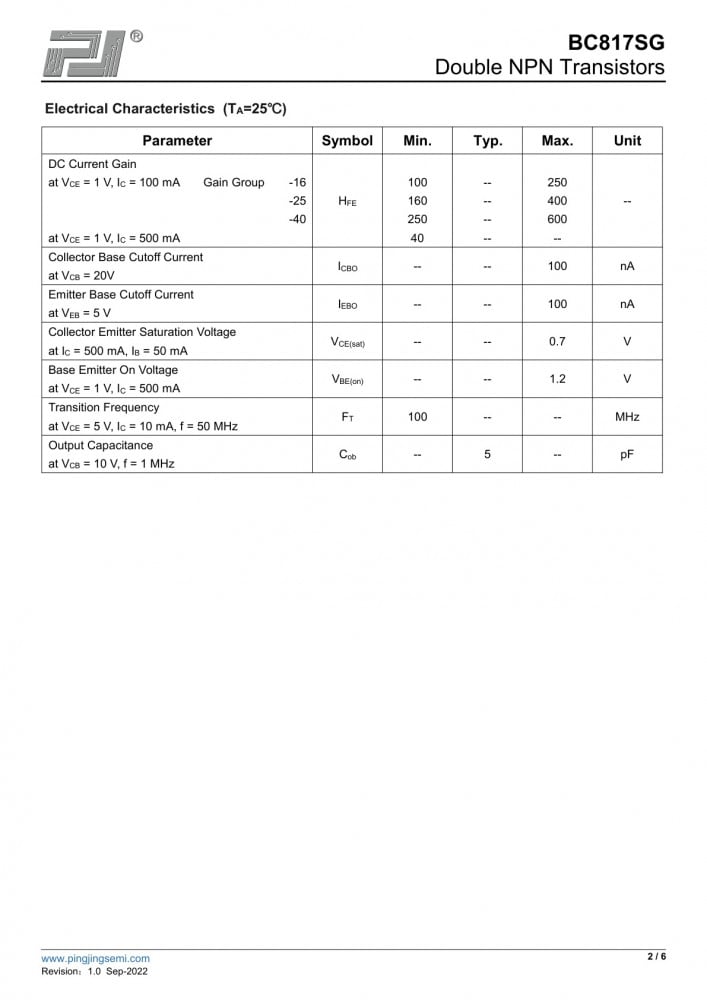 BC817SG-40 datasheet page 2