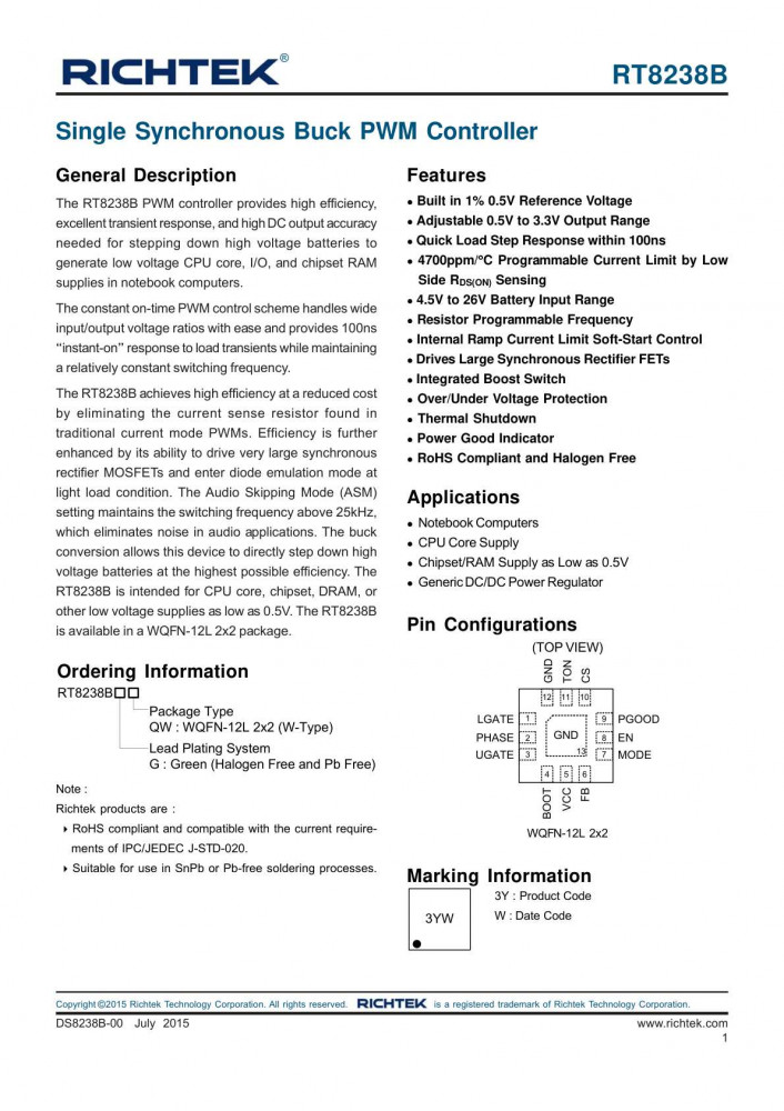 RT8238B datasheet page 1