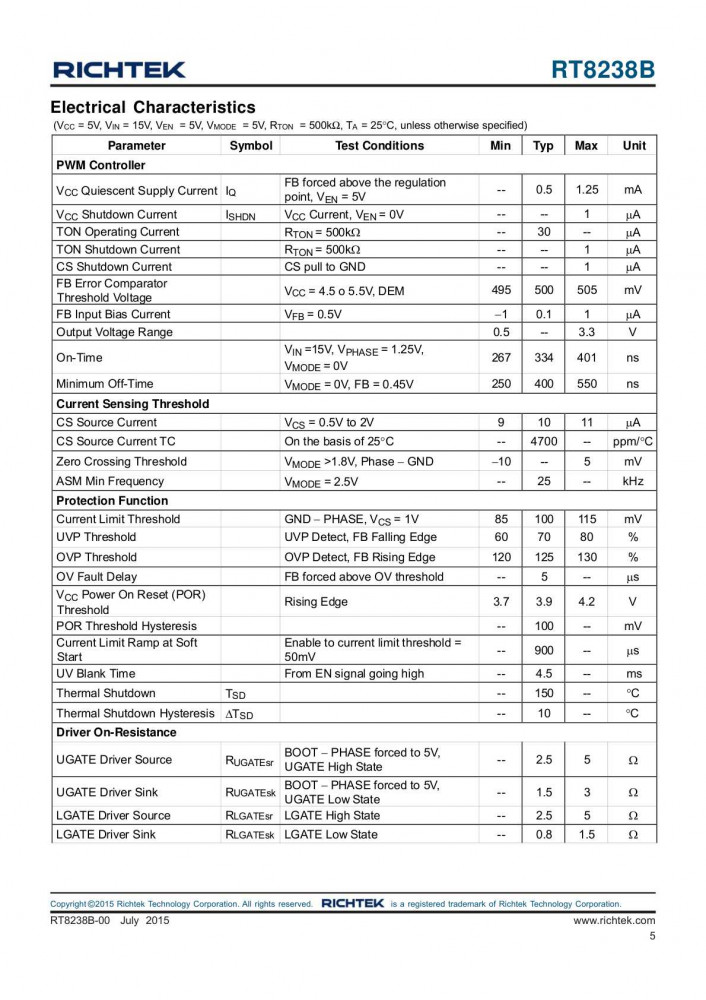 RT8238B datasheet page 5