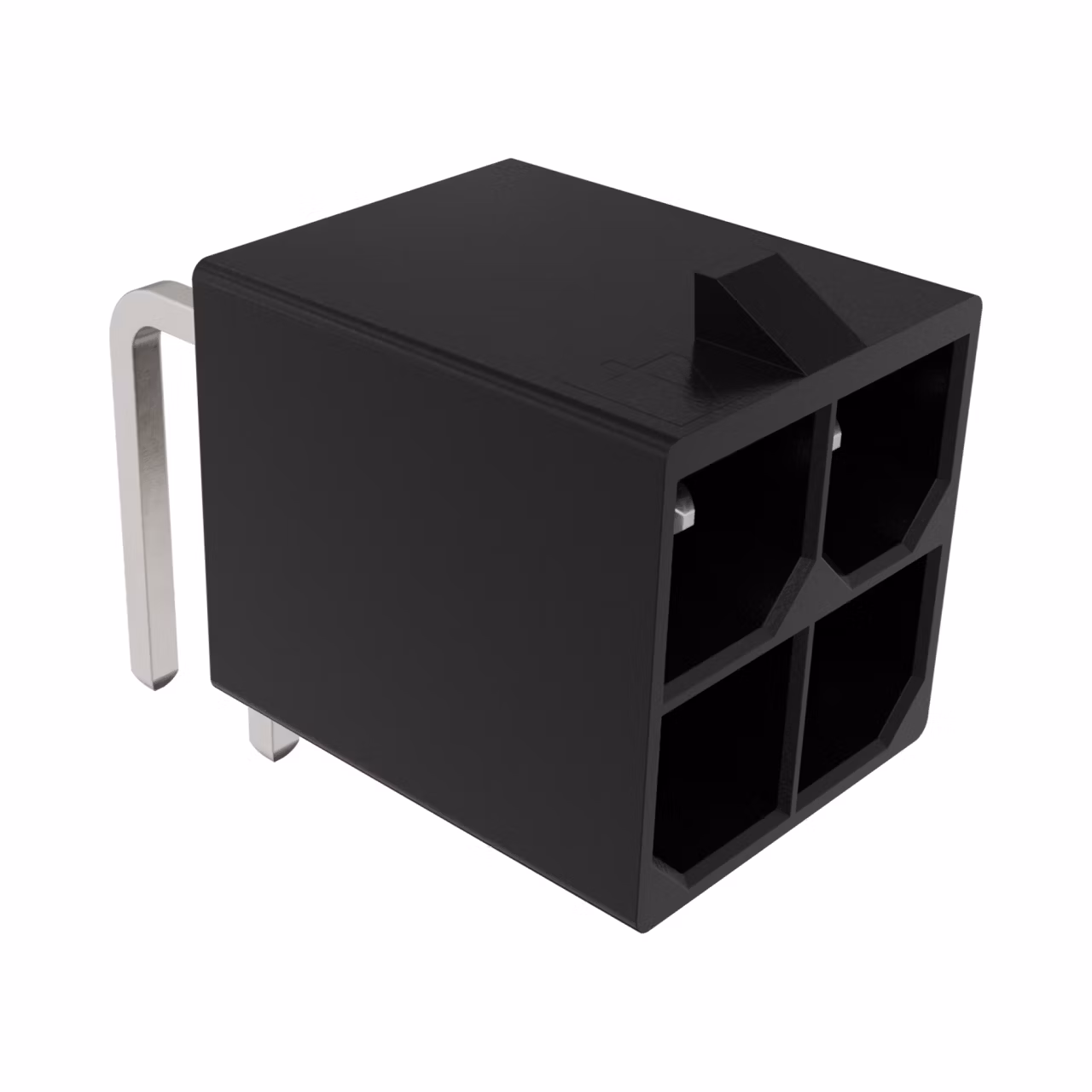 Mega-Fit Right-Angle Header, 5.70mm Pitch, Through Hole, Dual Row, 12 Circuits, Matte Tin (Sn) Plating, 3.60mm Tail Length, Glow-Wire Capable, Tray, Black