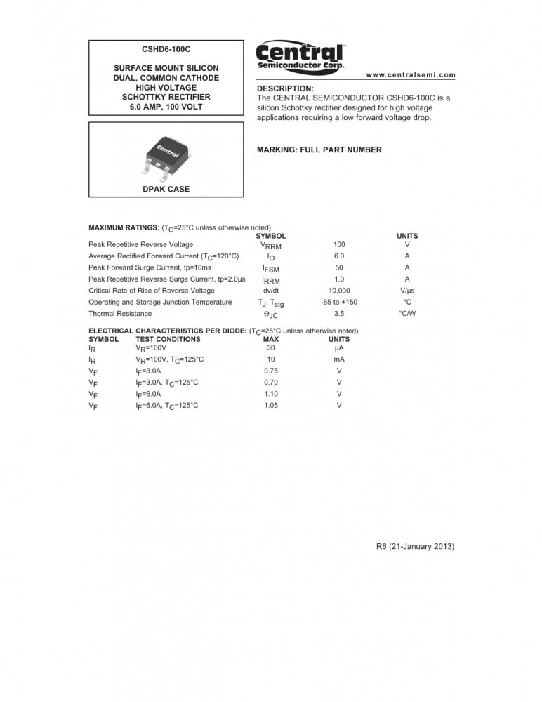 CSHD6-100C TR13 PBFREE datasheet page 1