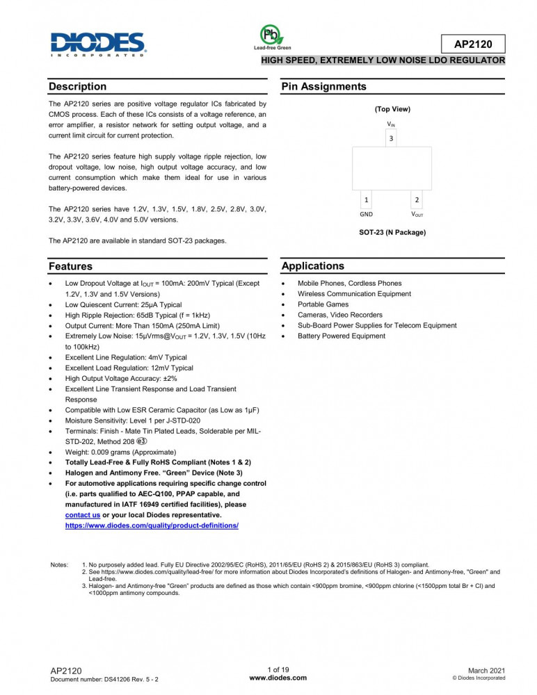 AP2120 datasheet page 1