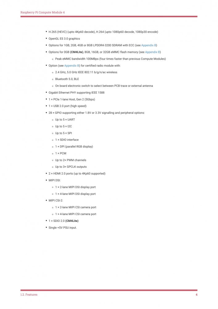 Raspberry Pi CM4 documentation page 5