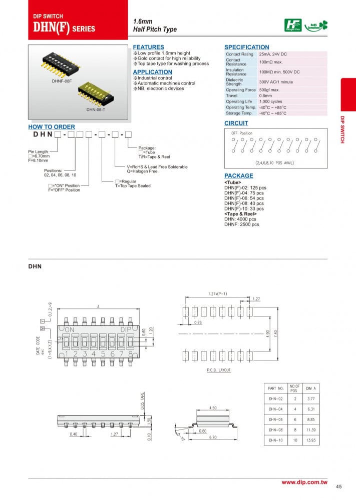 Diptronics DHN-08-V datasheet page 1