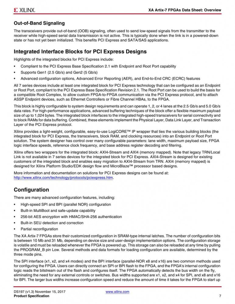 XA Artix-7 document page 7