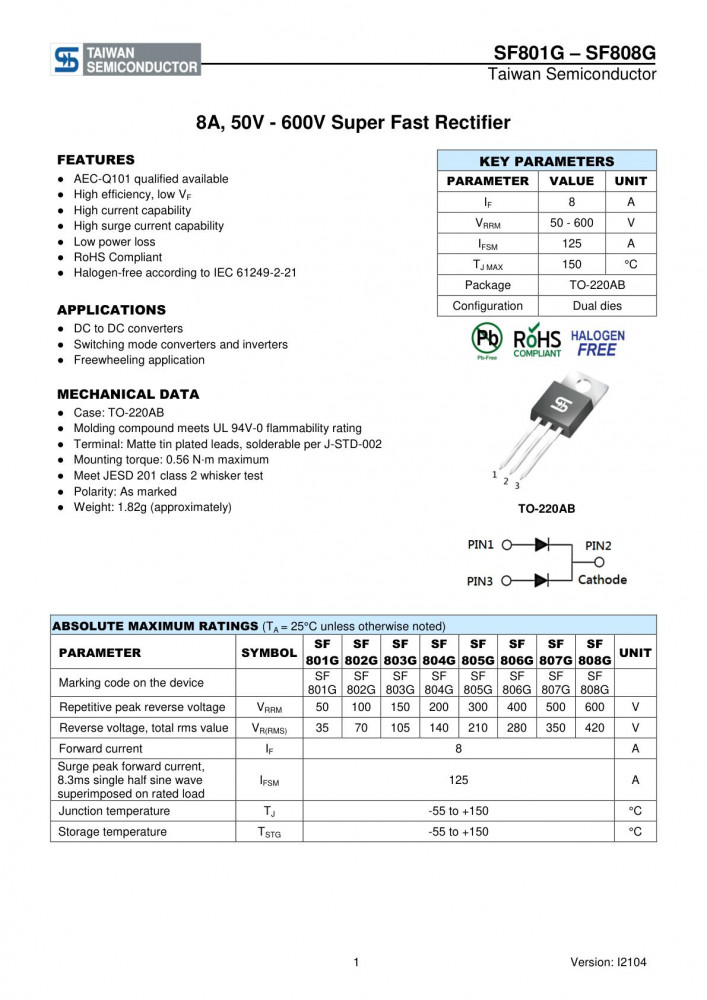 SF808G technical document page 1