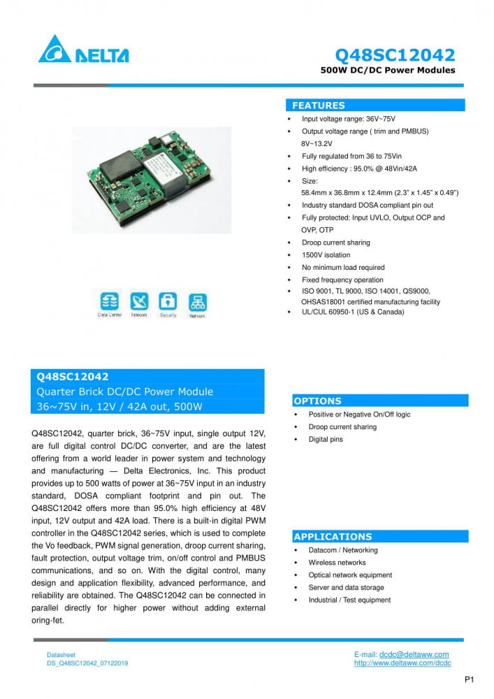Q48SC12042NRDH datasheet page 1