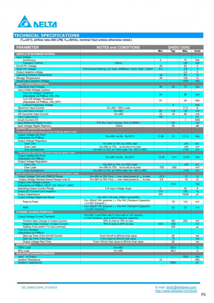 Q48SC12042NRDH datasheet page 2