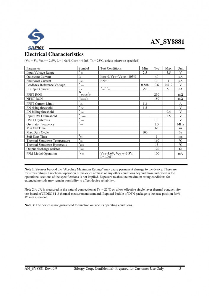 SY8881DQC datasheet page 3