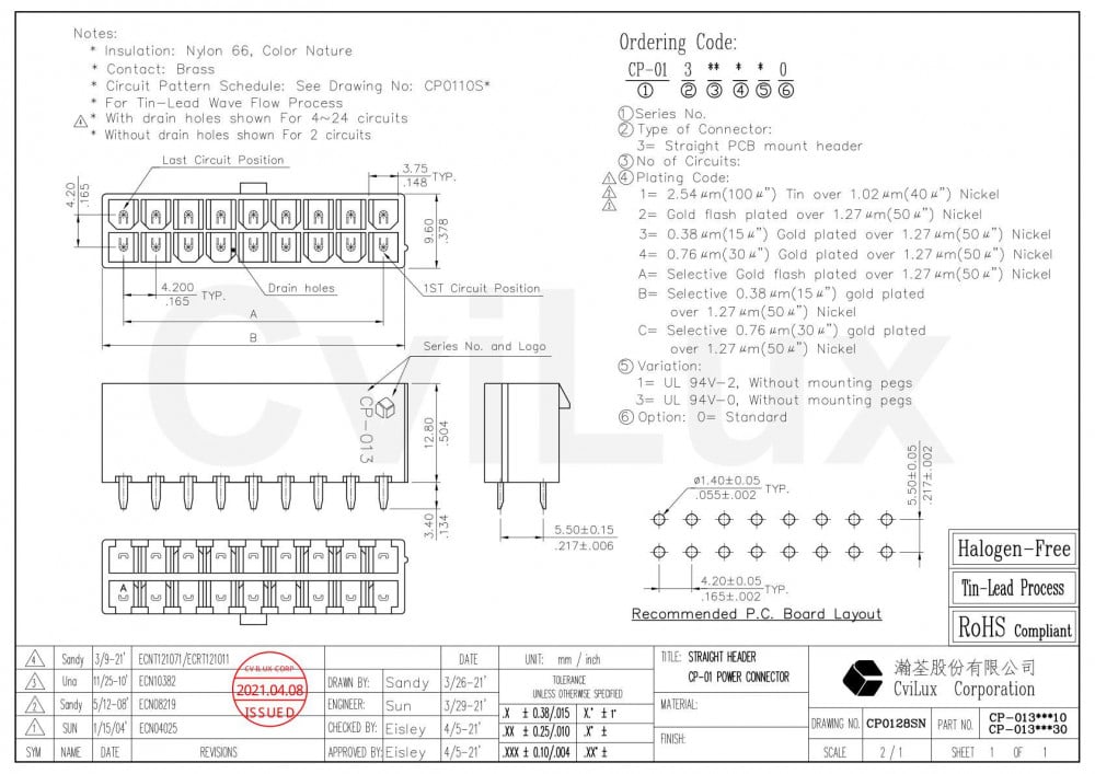Cvilux CP-01312110 technical drawing