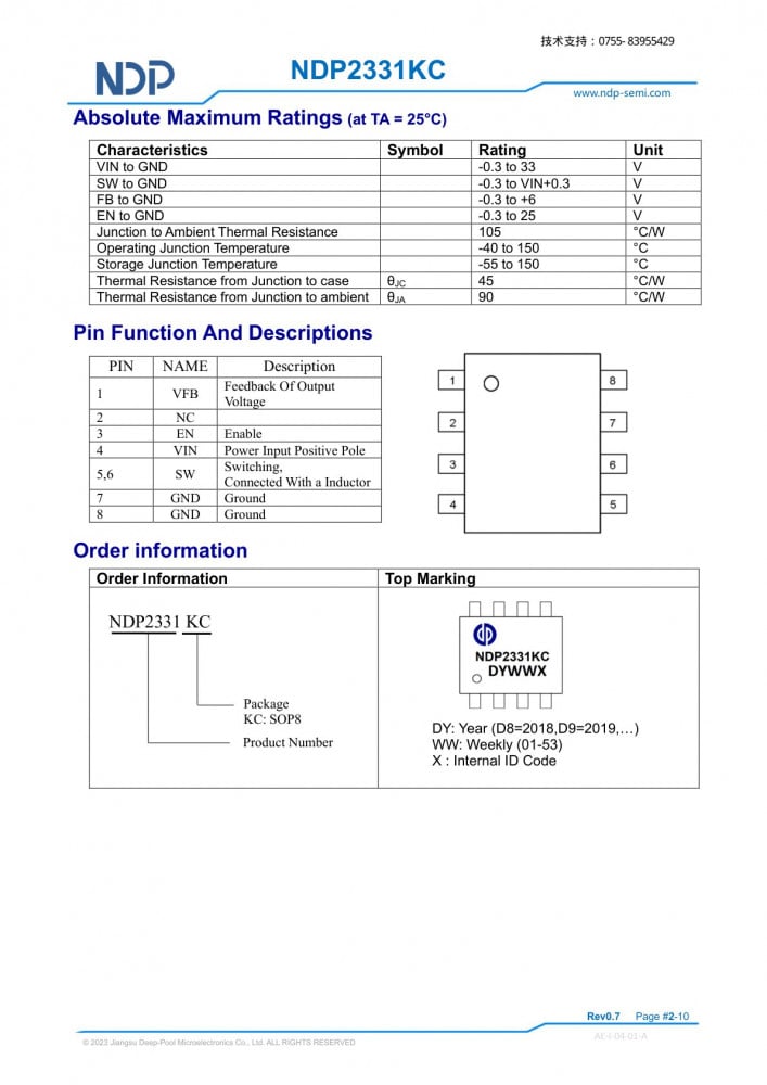 NDP2331KC datasheet page 2
