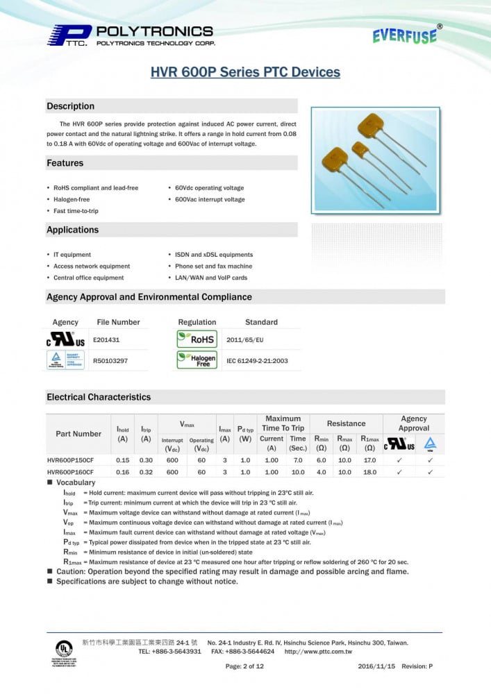 HVR600P160CF datasheet page 2