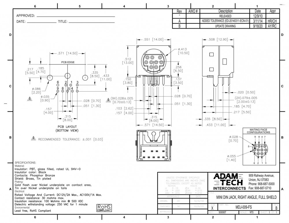 ADAM TECH MDJ-009-FS product drawing