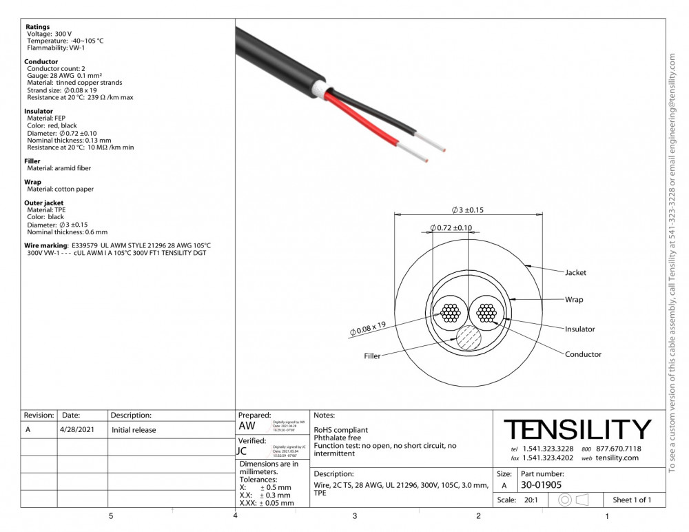 Tensility International 30-01905 technical drawing