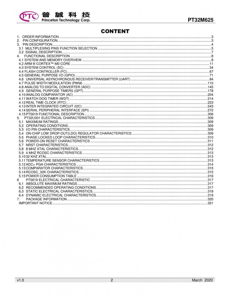 PT32M625 datasheet page 2