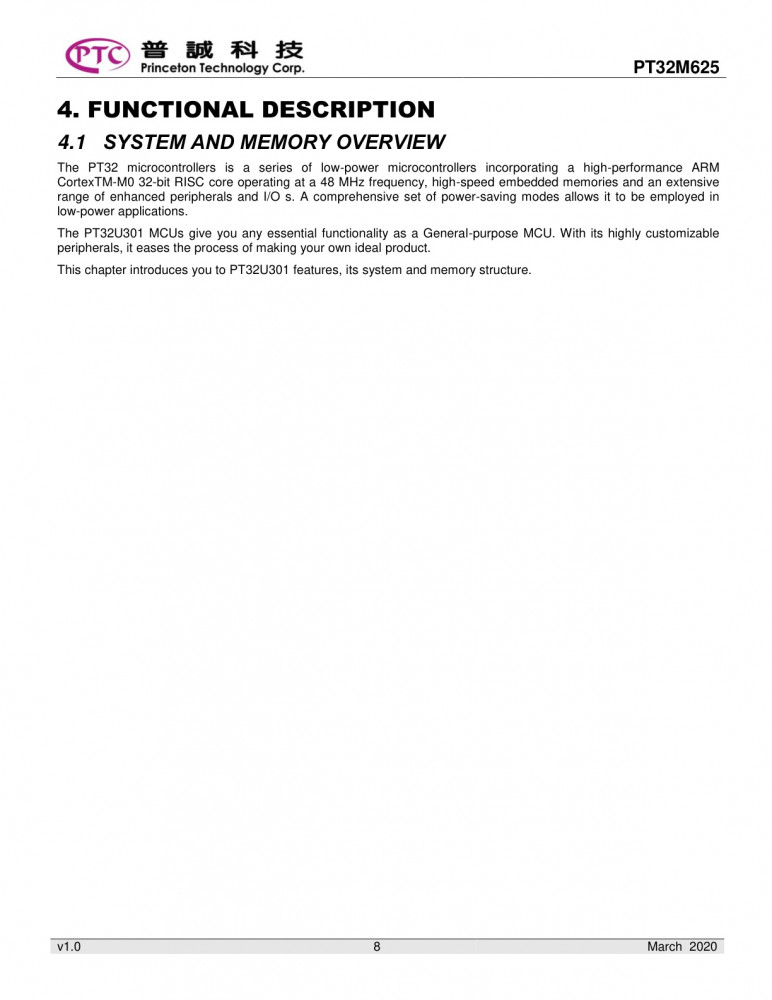 PT32M625 datasheet page 8