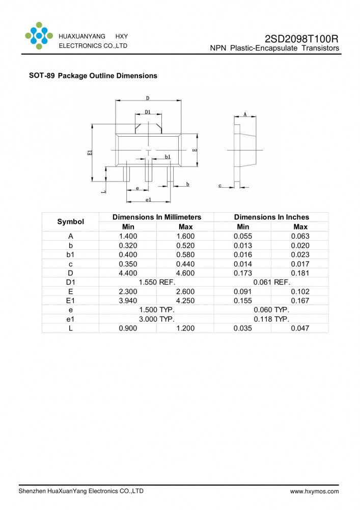 2SD2098T100R-HXY technical document page 2