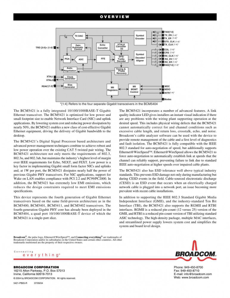 BCM54210SB0KMLG technical document page 2
