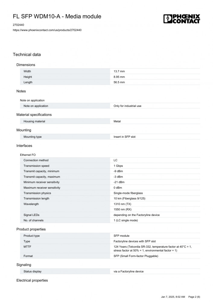 Phoenix Contact 2702440 technical document page 2