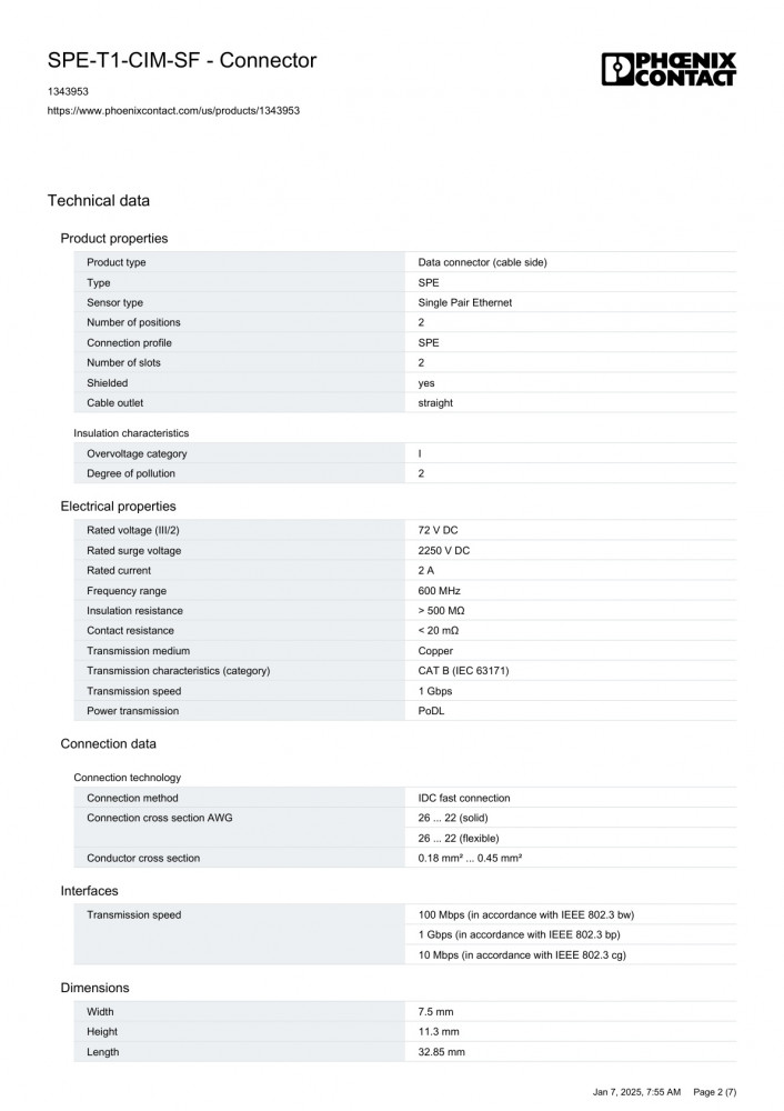 Phoenix Contact 1343953 technical document page 2