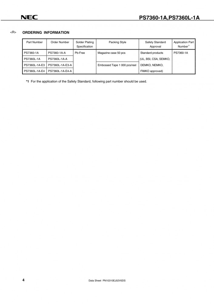 PS7360-1A datasheet page 6