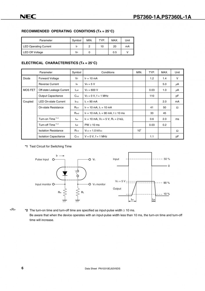 PS7360-1A datasheet page 8