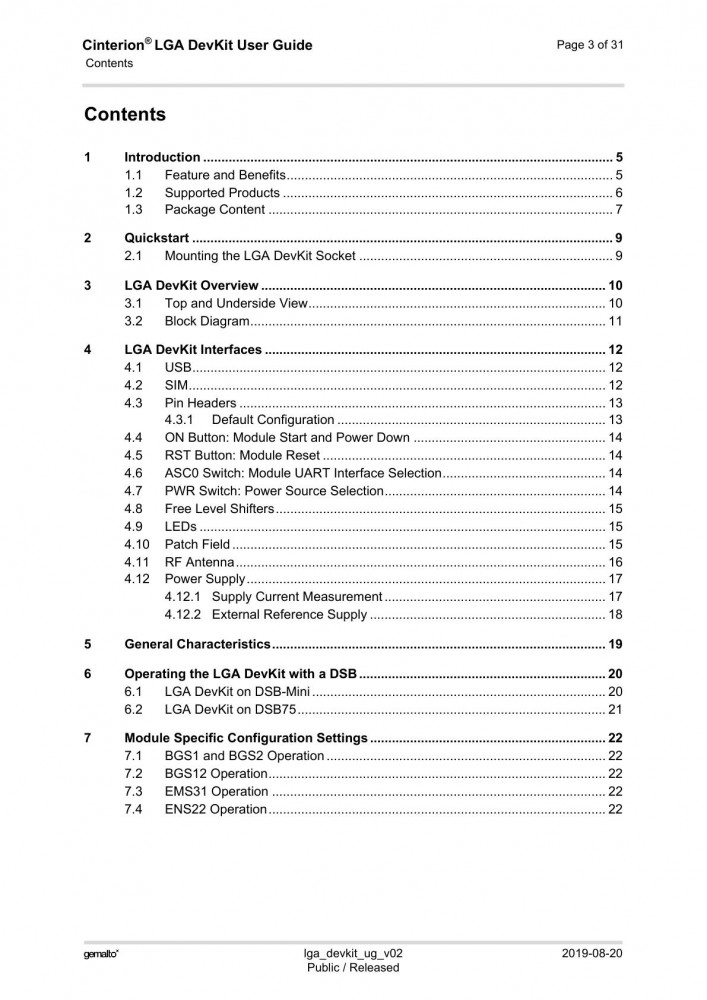 LGA DevKit documentation page 3