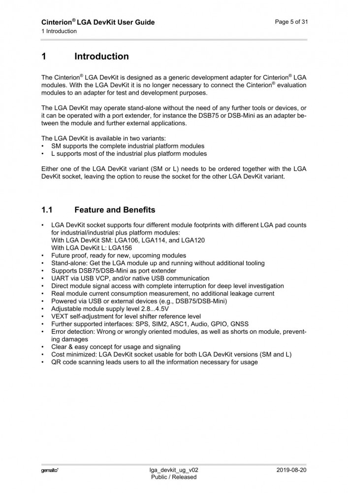 LGA DevKit documentation page 5