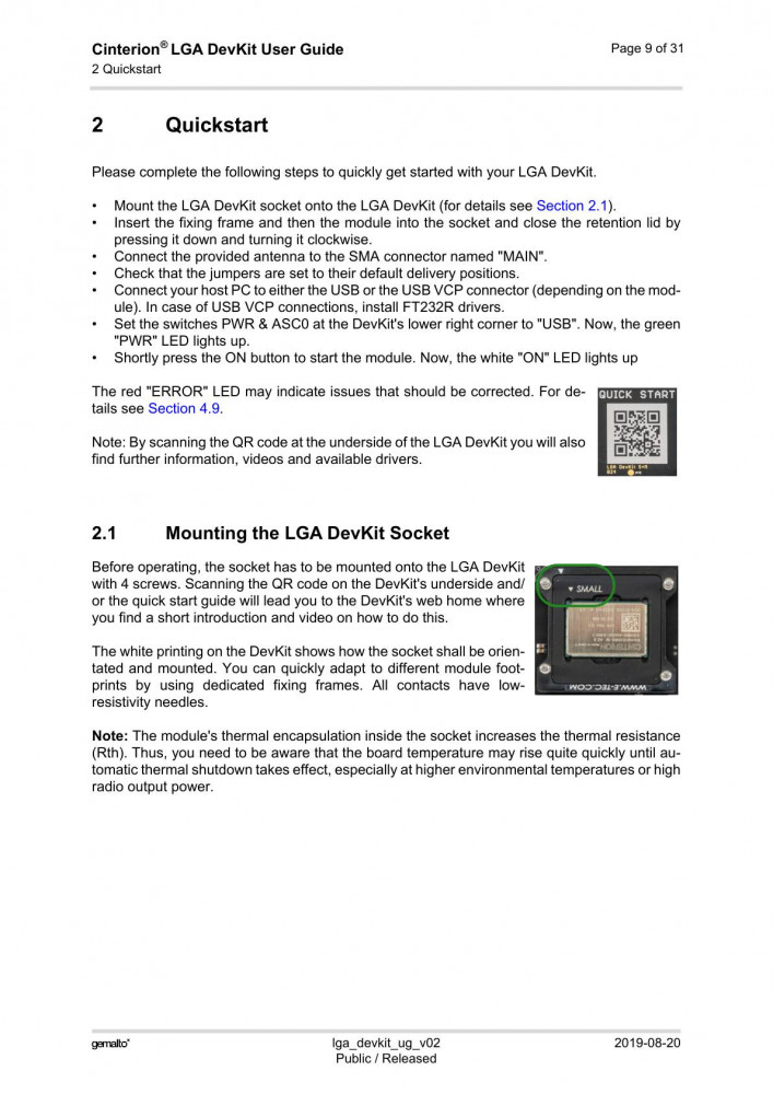 LGA DevKit documentation page 9