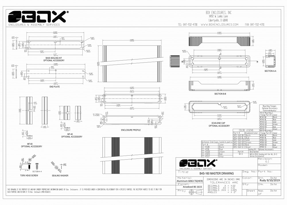 B4S-160 master drawing and enclosure documentation
