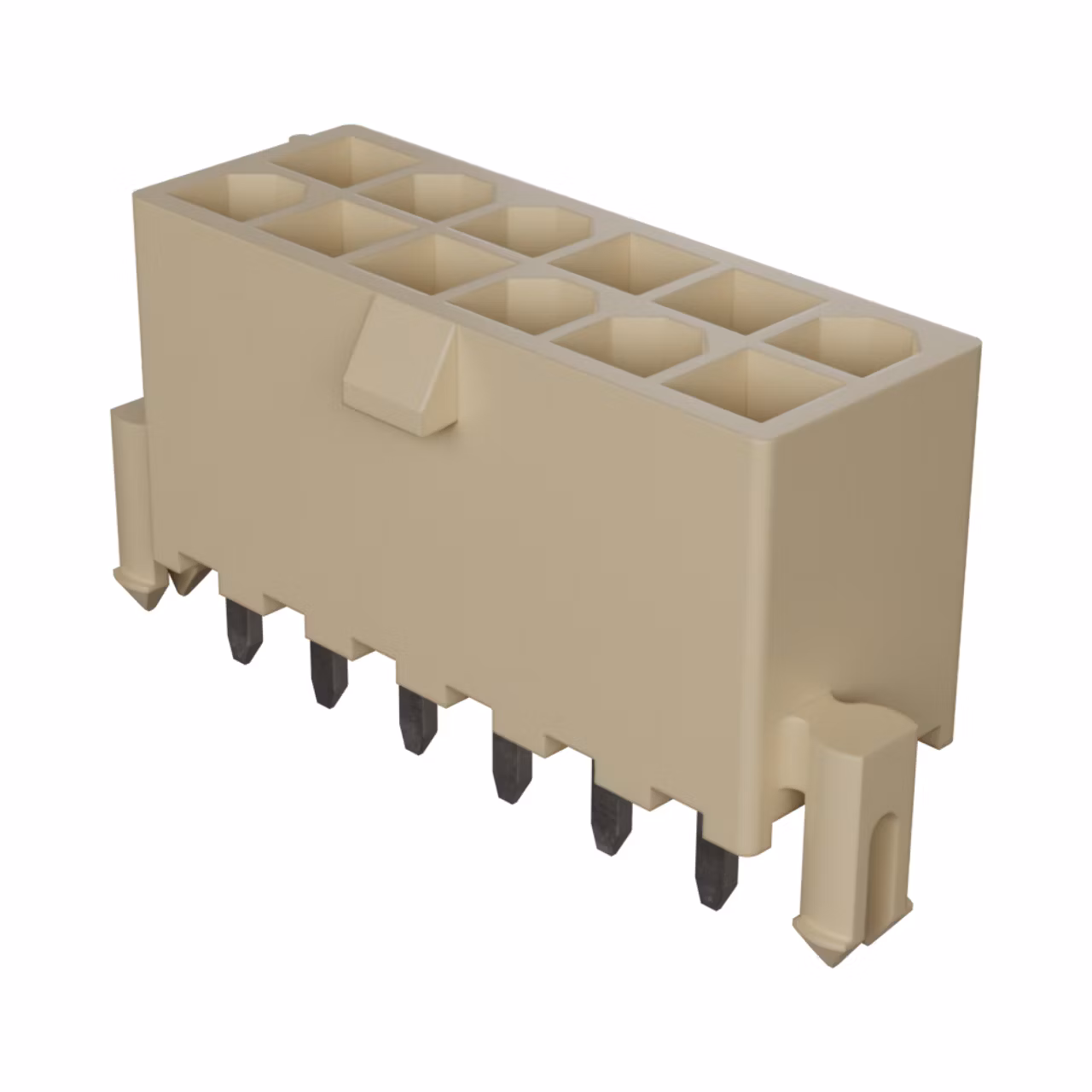 Mini-Fit HCS Header, 4.20mm Pitch, Dual Row, Vertical, with Snap-in Plastic Peg PCB Lock, 12 Circuits, Nylon 6/6 94V-0, Matte Tin (Sn) Plating, without Drain Holes for sale