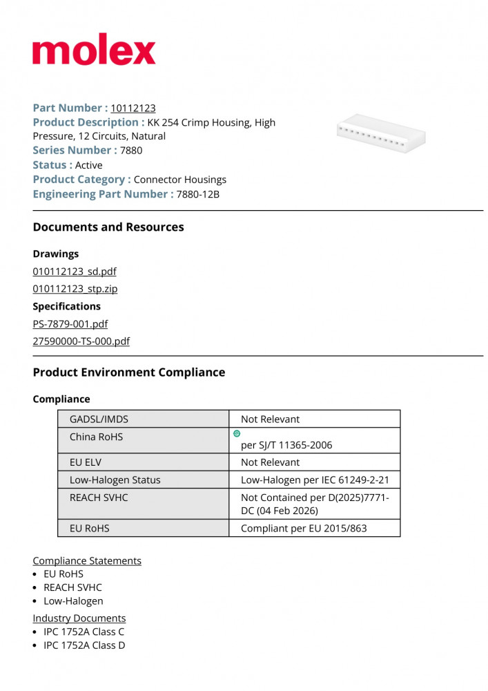 Product specification page 1