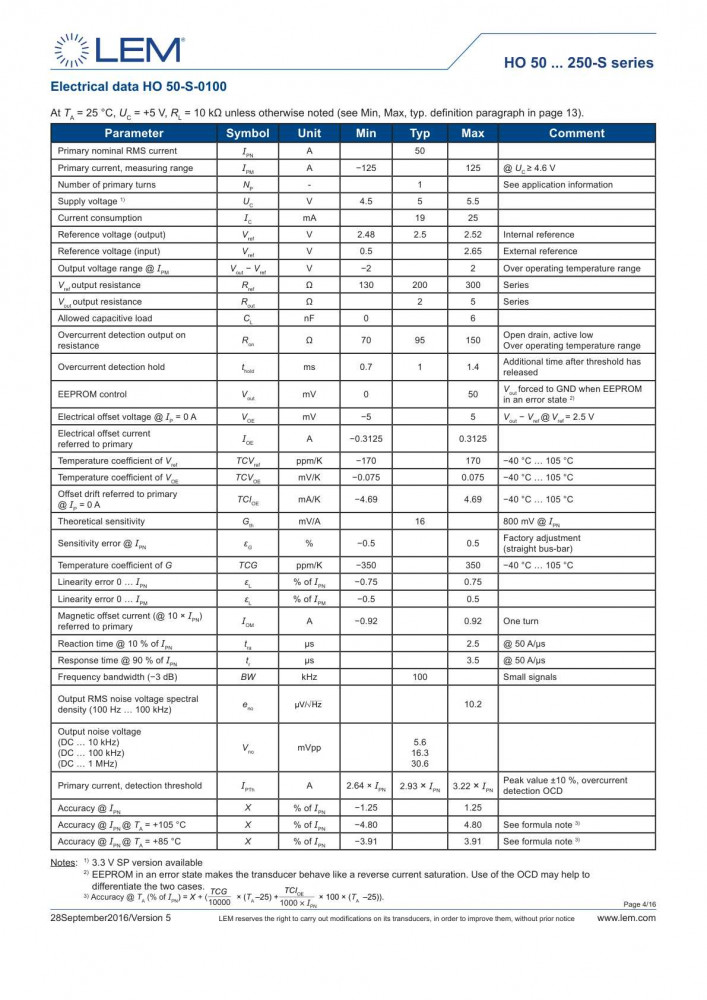 LEM HO-S datasheet page 4