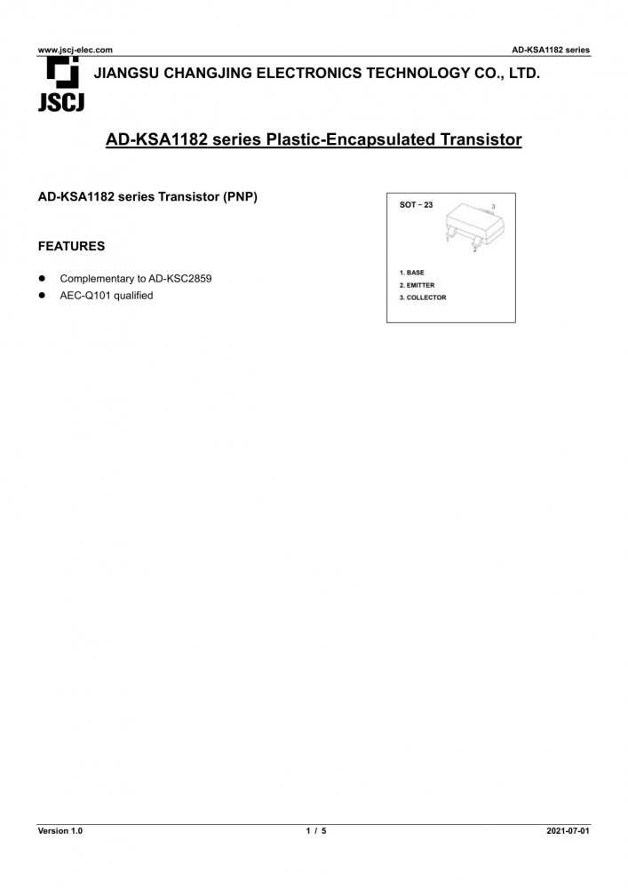 AD-KSA1182-Y datasheet page 1