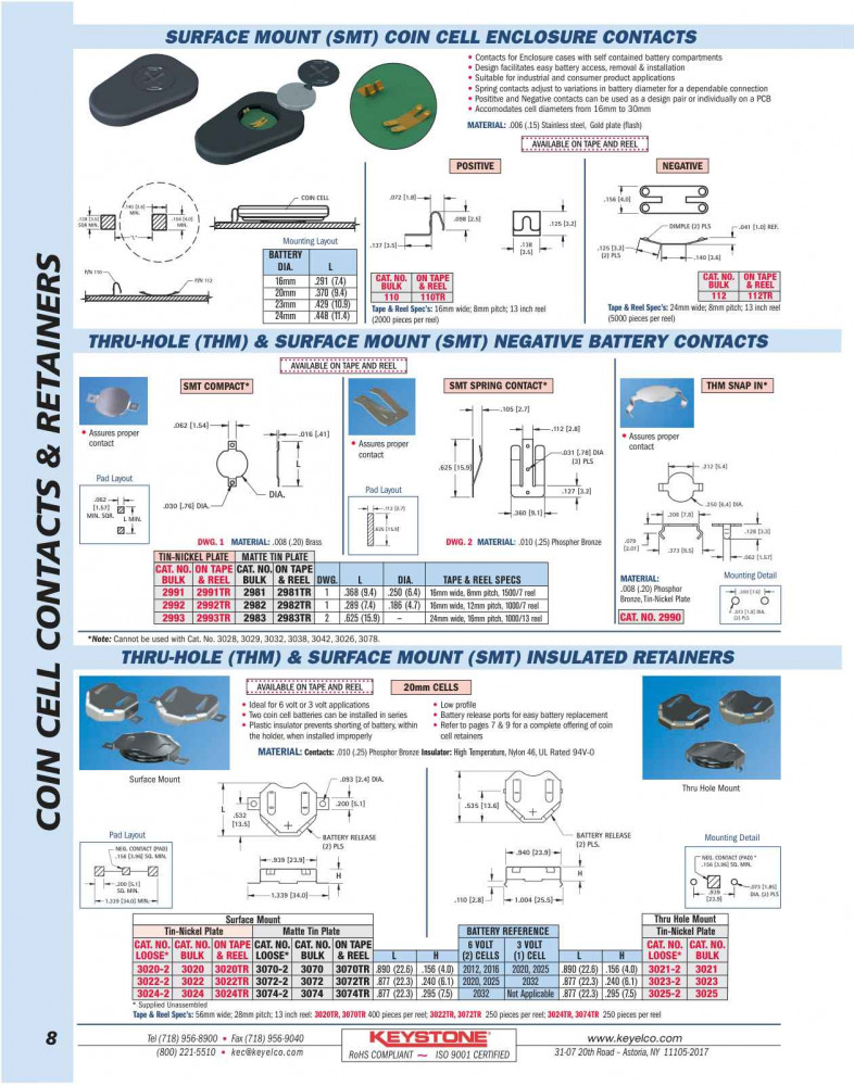 110TR battery contact product documentation