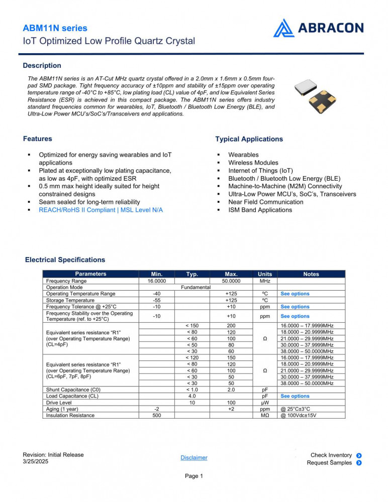 ABM11N technical document page 1