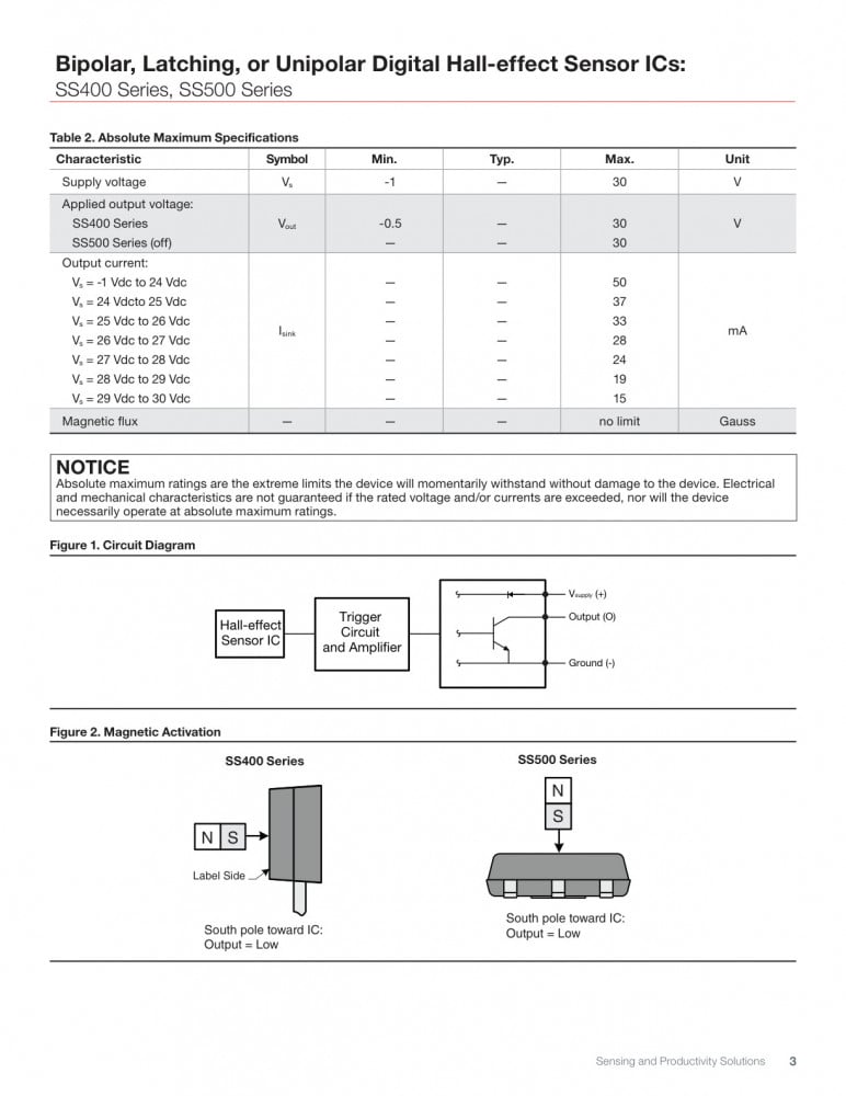 Honeywell SS411A datasheet page 3