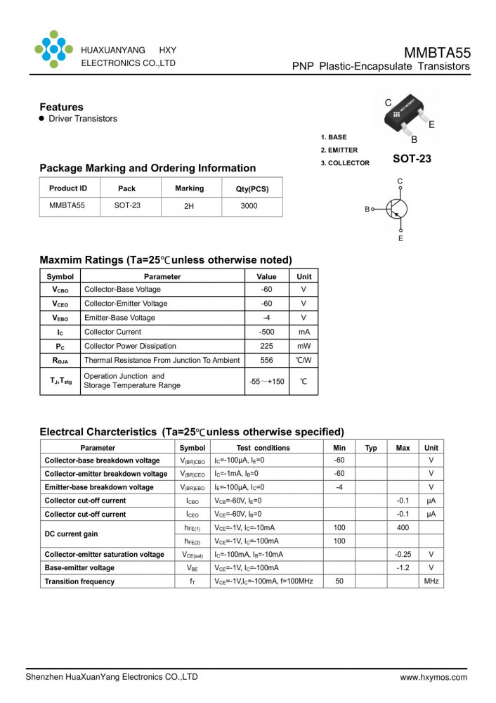 MMBTA55 datasheet page 1