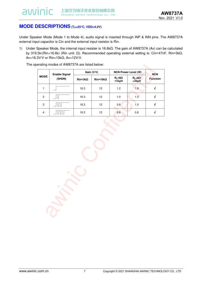 AW8737AFCR datasheet page 7