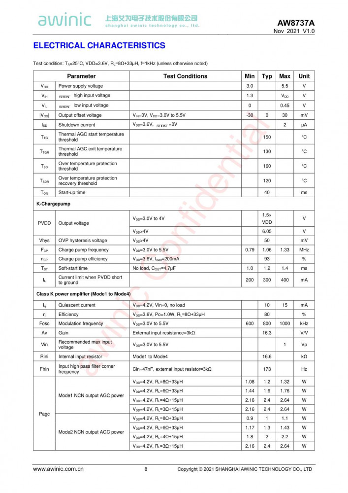 AW8737AFCR datasheet page 8