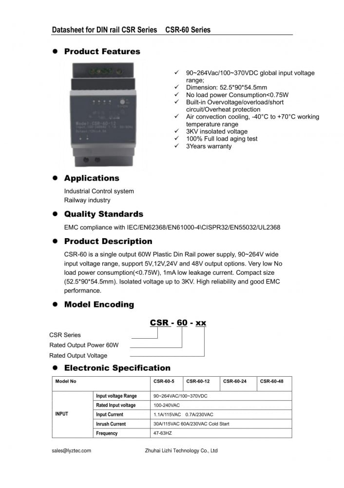 CSR-60-24 datasheet page 1