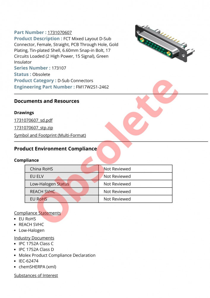 MOLEX 1731070607 technical drawing preview, page 1