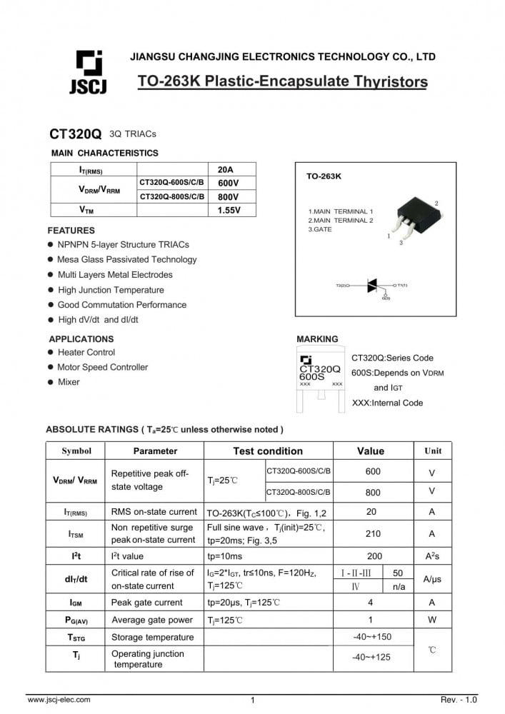 CT320Q-800C datasheet page 1